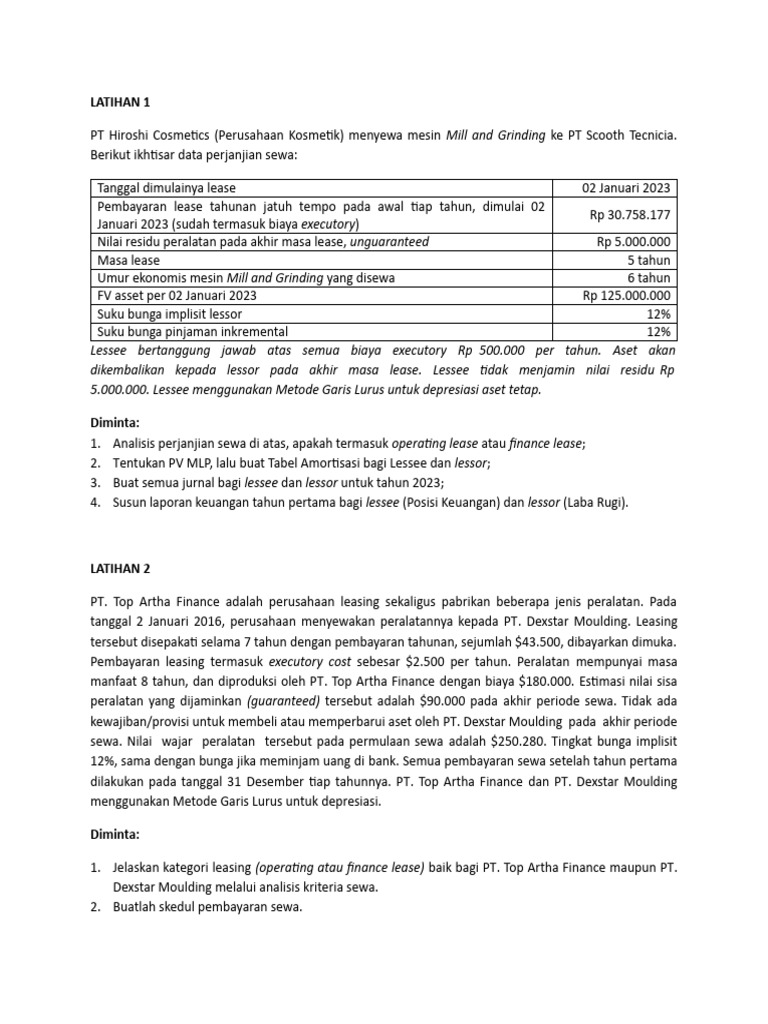 Latihan Leasing | PDF