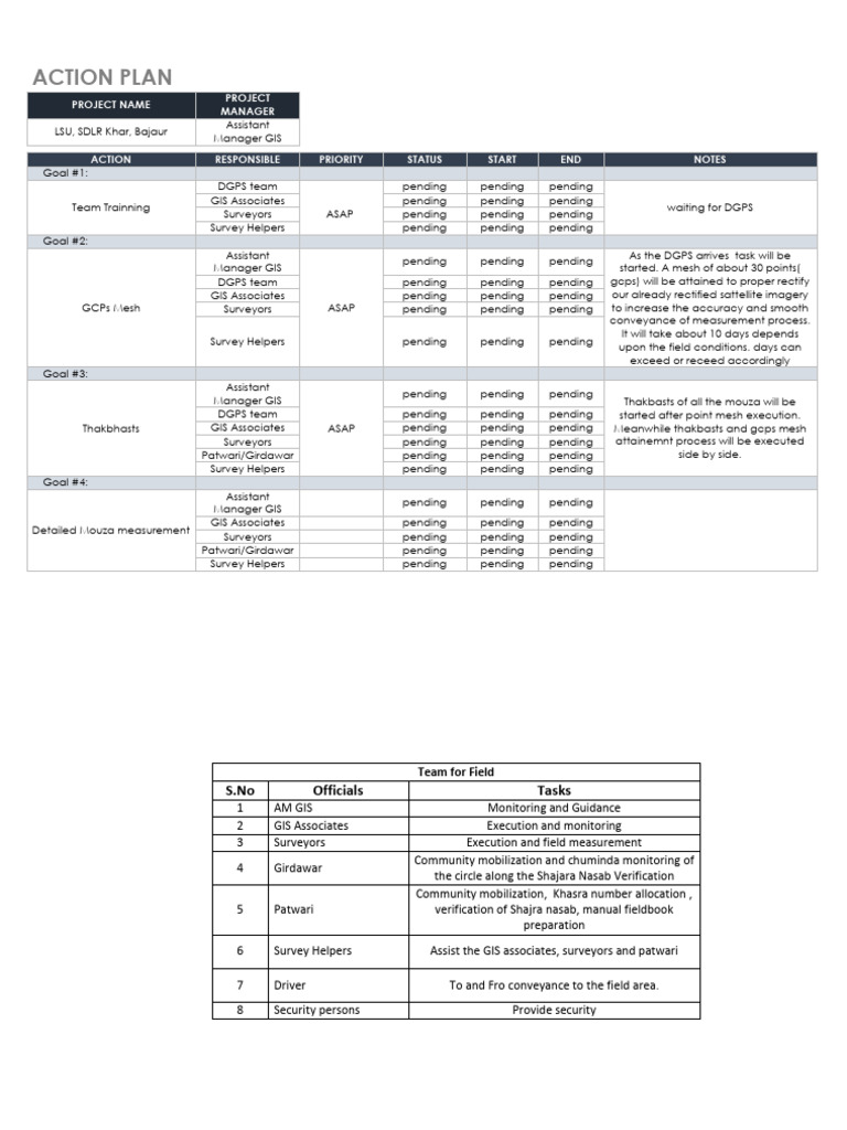 GIS Project Action Plan | PDF | Surveying | Geographical Technology