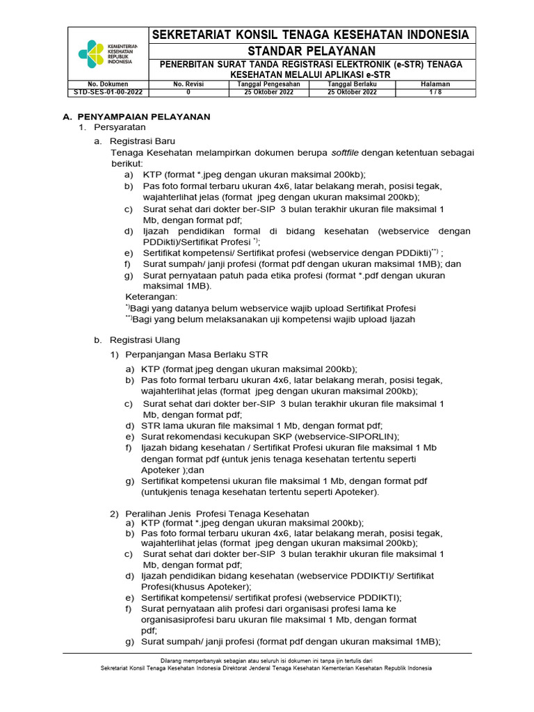 Standar Pelayanan Penerbitan ESTR | PDF