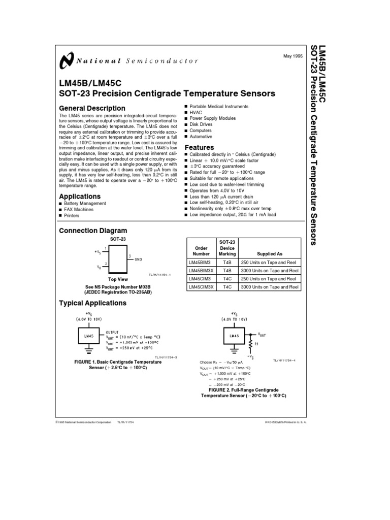 LM45B/LM45C SOT-23 Precision Centigrade Temperature Sensors: General ...