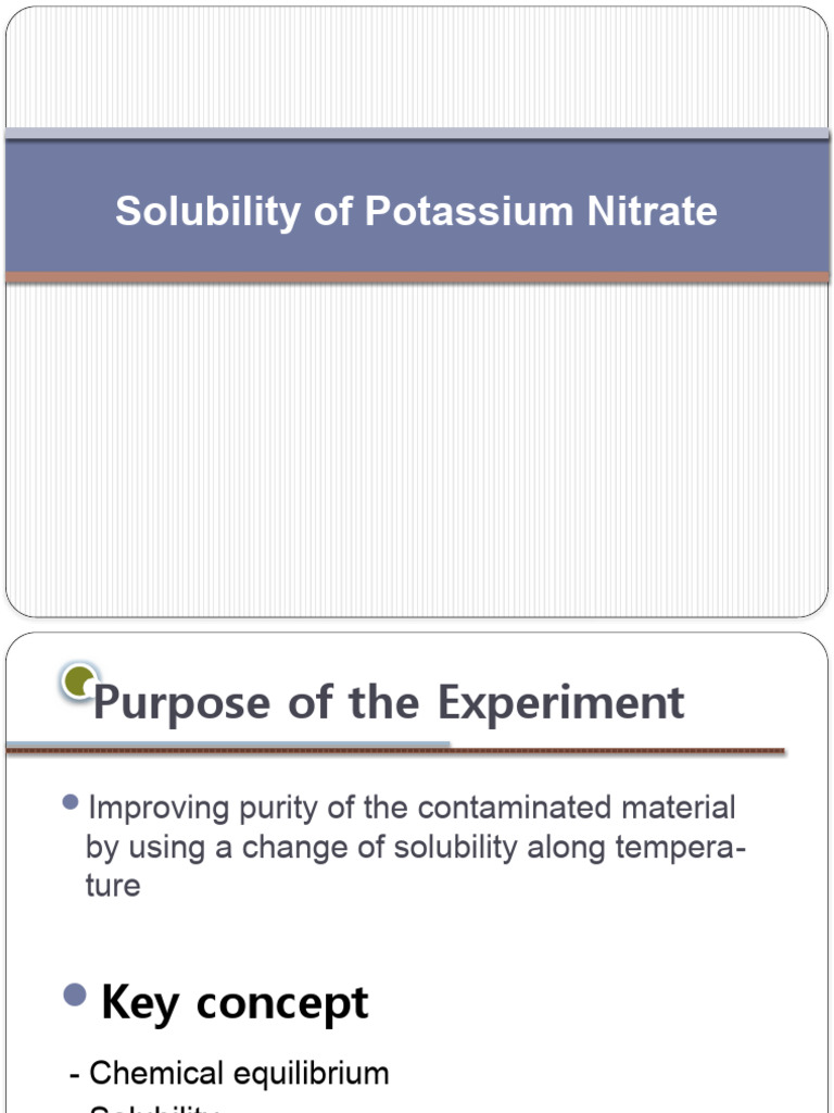 Potassium Nitrate Solubility Experiment | PDF | Solubility | Chemical ...