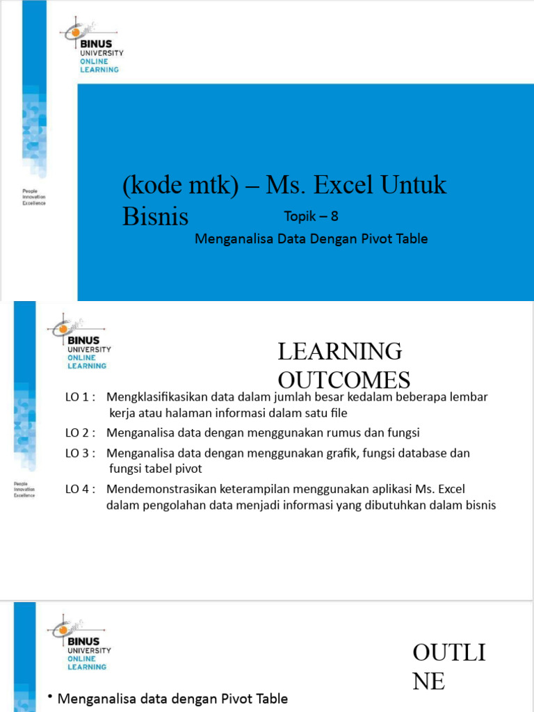 (Kode MTK) - Ms. Excel Untuk Bisnis: Topik - 8 Menganalisa Data Dengan ...