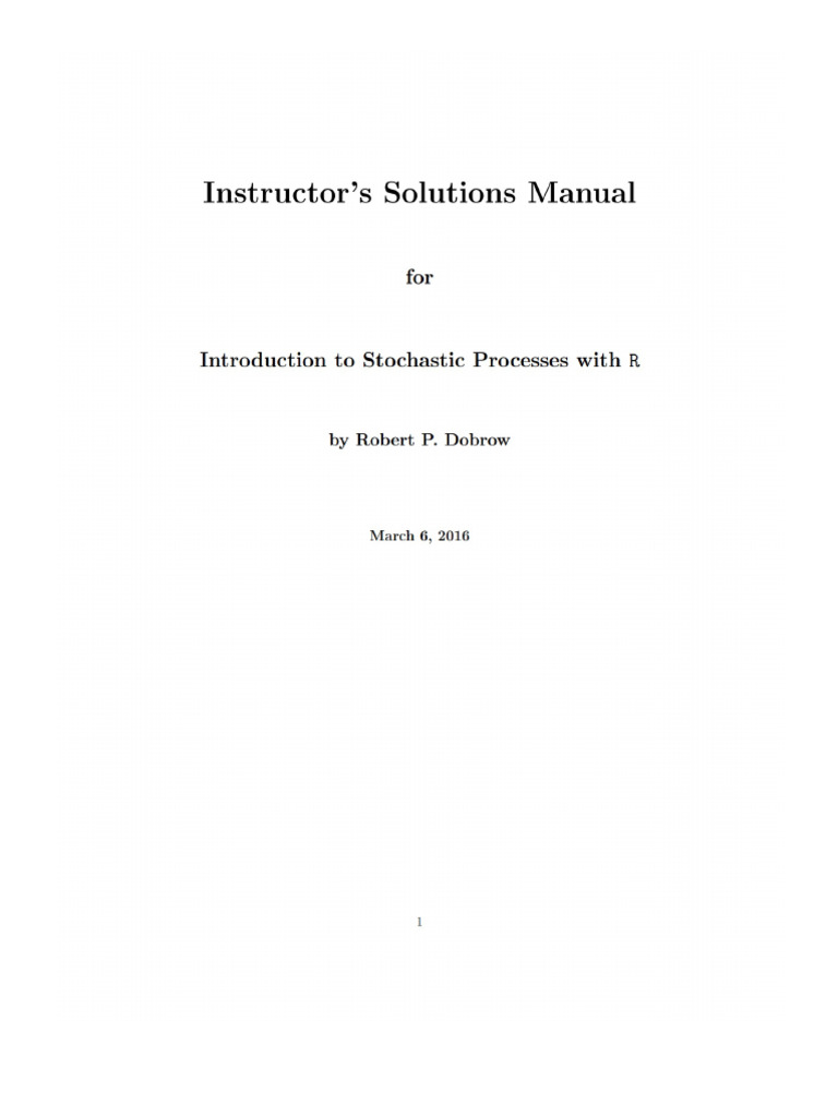 (Manual de Soluciones) Introducción a Los Procesos Estocásticos Con R (Robert P. Dobrow ...