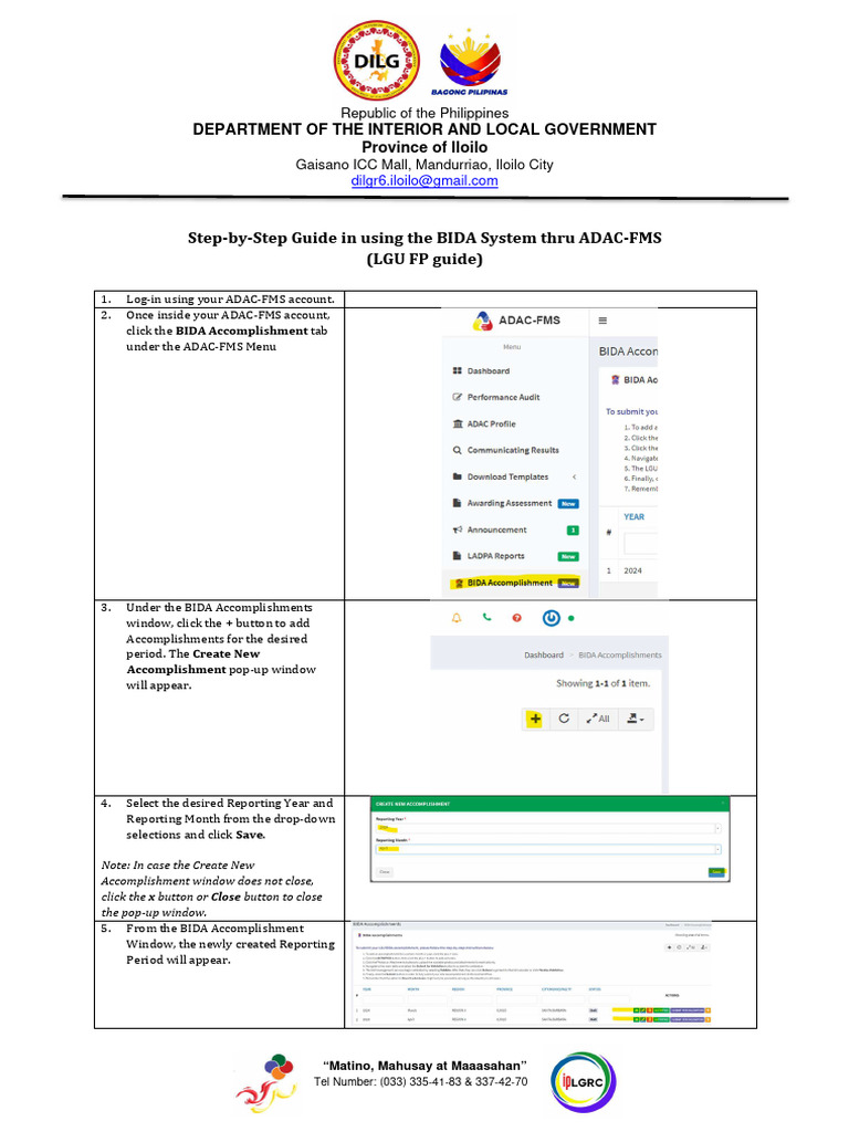 BIDA System Guide For LGU FPs | PDF | World Wide Web | Internet & Web