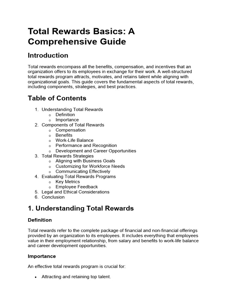 Total Rewards Basics | PDF | Compensation And Benefits | Employment