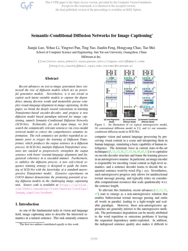 CVPR 2023 Semantic-Conditional Diffusion Networks For Image Captioning Paper | PDF ...
