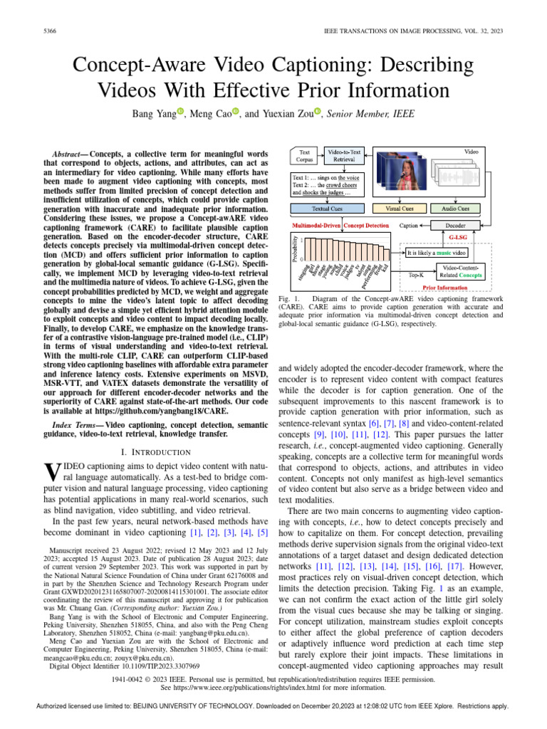 23TIP Concept-Aware Video Captioning - Describing Videos With Effective Prior Information | PDF ...