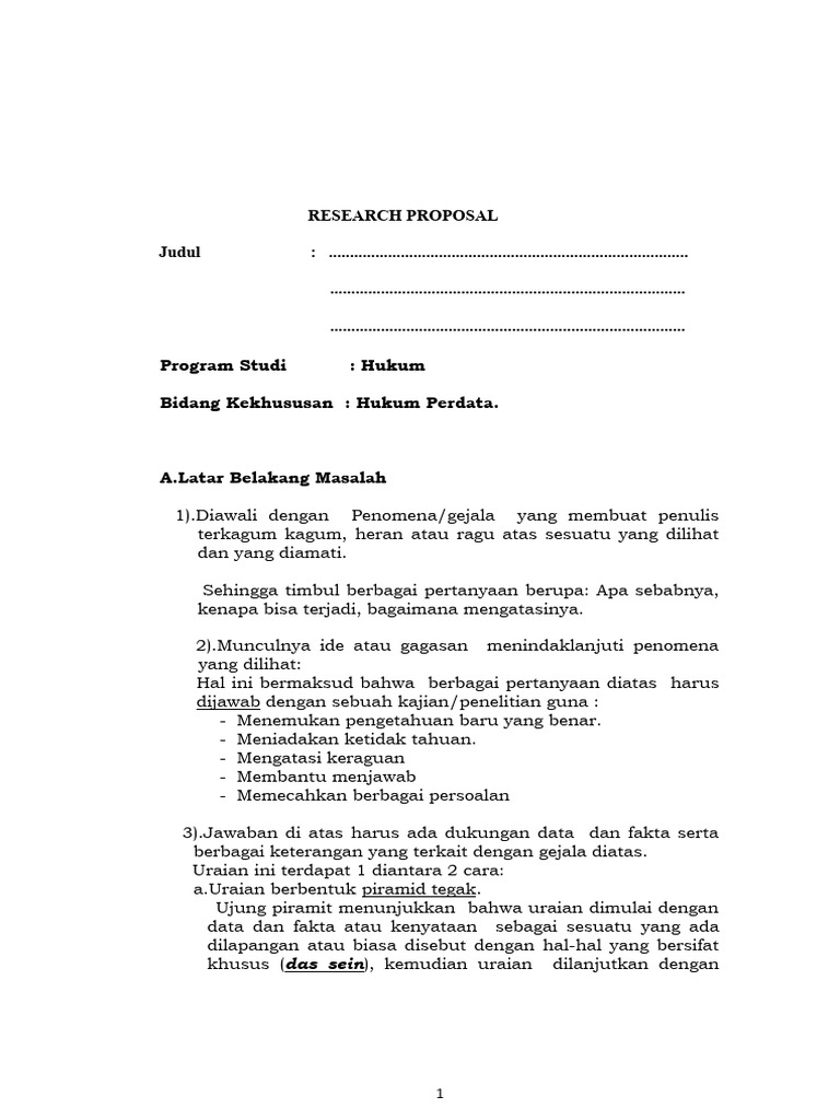 Contoh Isian Dalam Pembuatan Proposal - 1 | PDF | Ilmu Sosial | Filsafat