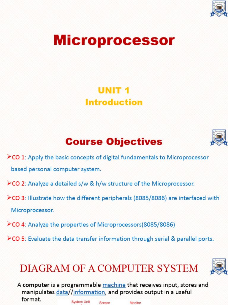 UNIT 1 Microprocessor | PDF | Central Processing Unit | Input/Output
