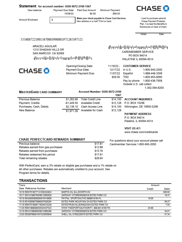 Araceli Aguilar CC | PDF | Credit Card | Service Industries