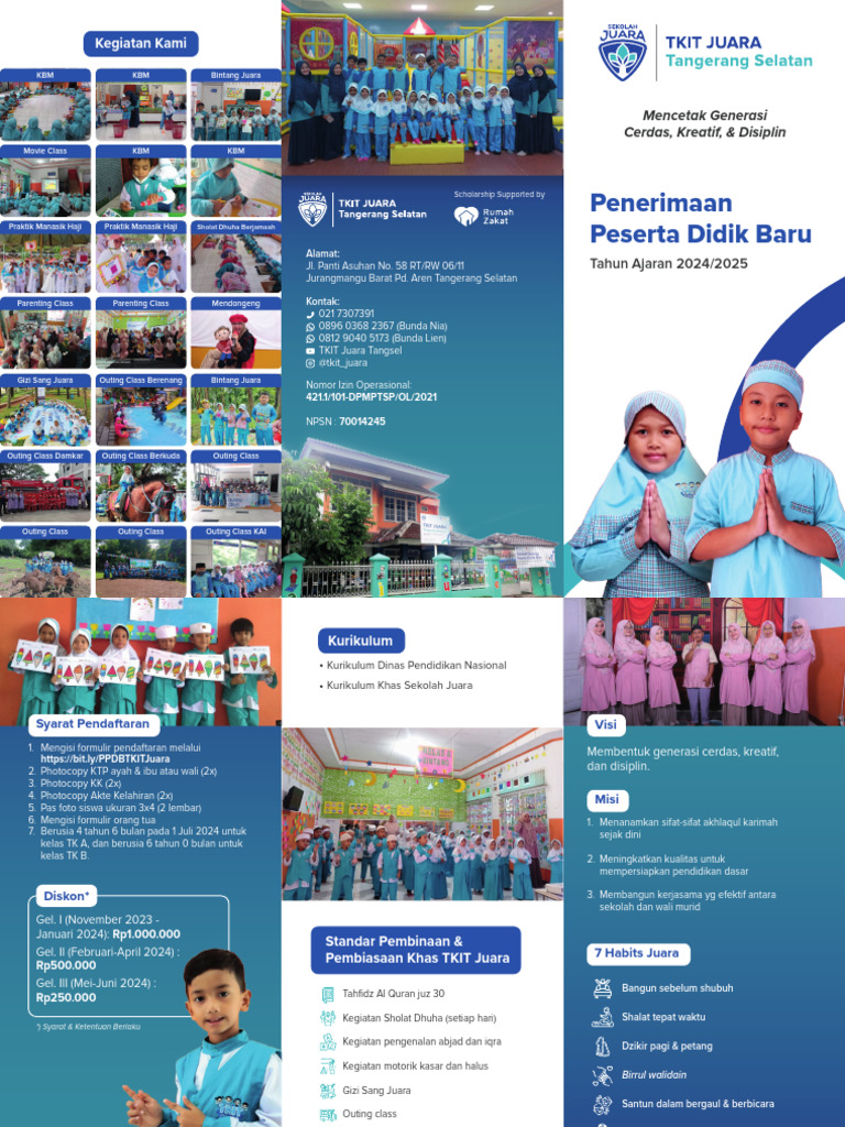 Brosur PPDB TKIT Juara Tangerang Selatan 2024 | PDF