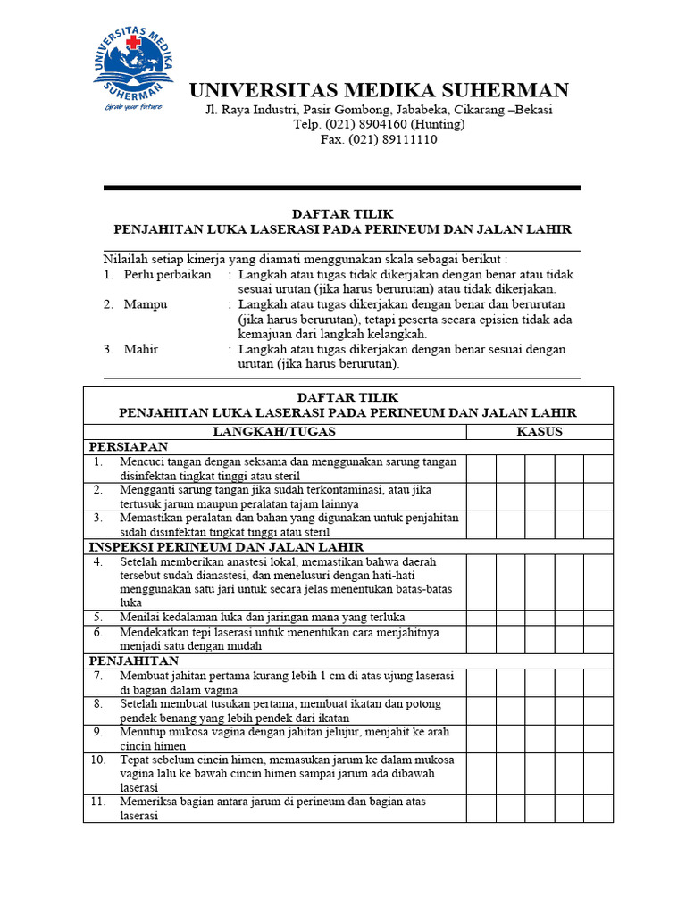 PENJAHITAN LUKA LASERASI PADA PERINEUM DAN JALAN LAHIR | PDF