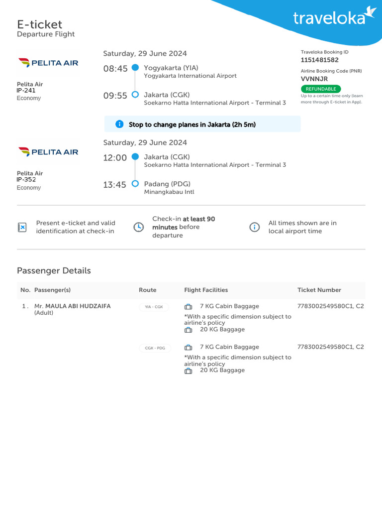 Maula Abi Hudzaifa Yia VVNNJR PDG Flight - Originating | PDF | Airport | Transport