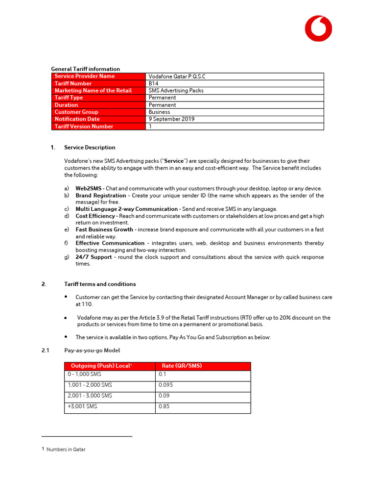Tariff Notification For SMS Advertising v1 | PDF | Advertising ...