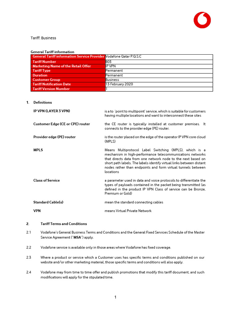 Tariff Notification For Corporate Internet v1 | PDF | Virtual Private ...