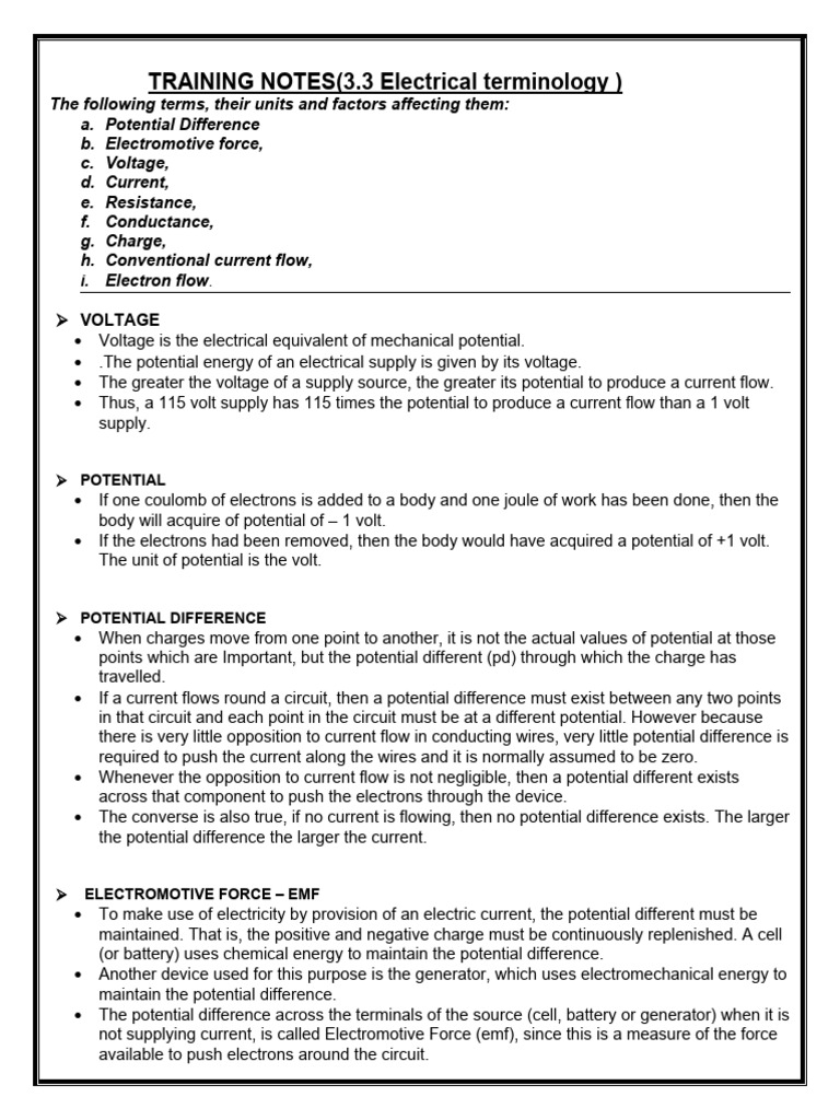 3.3 Electrical Terminology | PDF | Electrical Resistance And ...