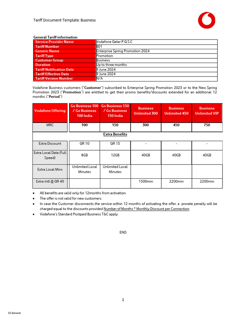 Tariff Notification Enterprise Spring Promotion | PDF