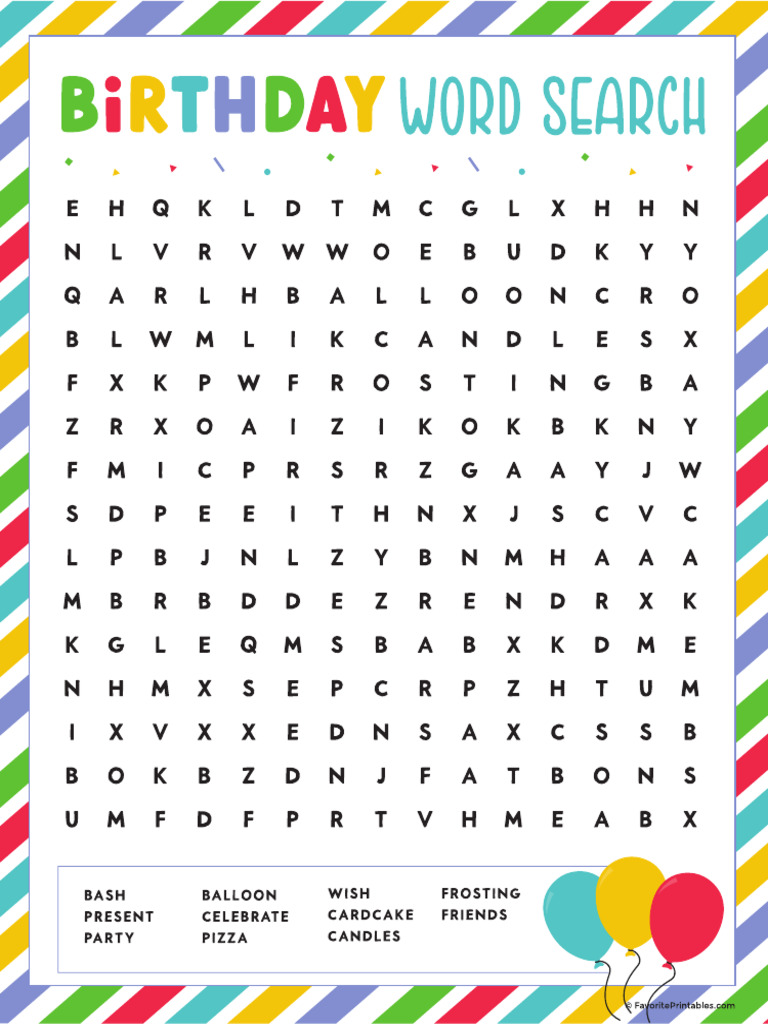Birthday Word Search Final | PDF