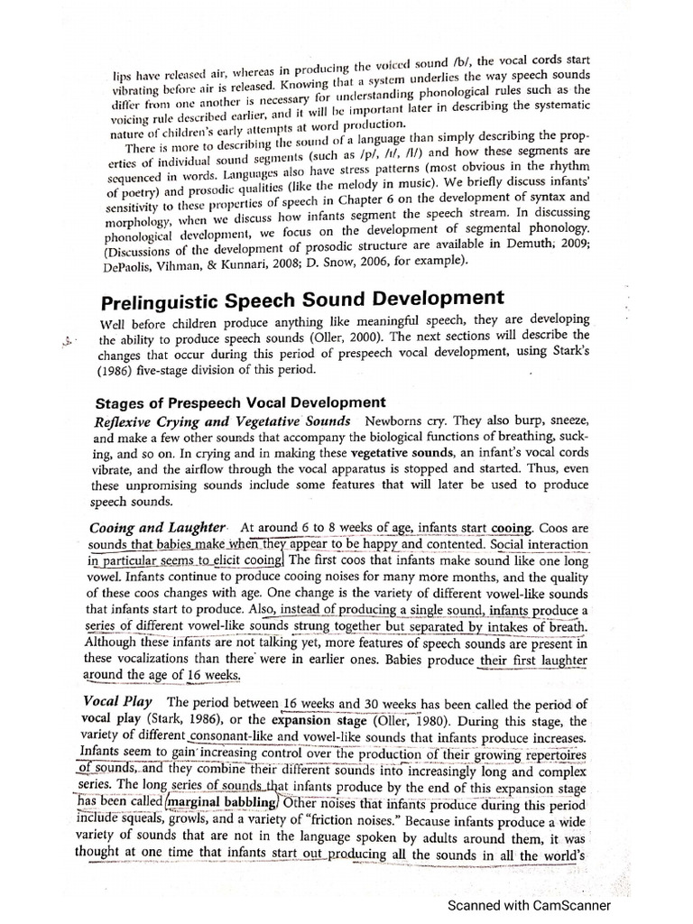 Prelinguistic Speech Sound Development | PDF