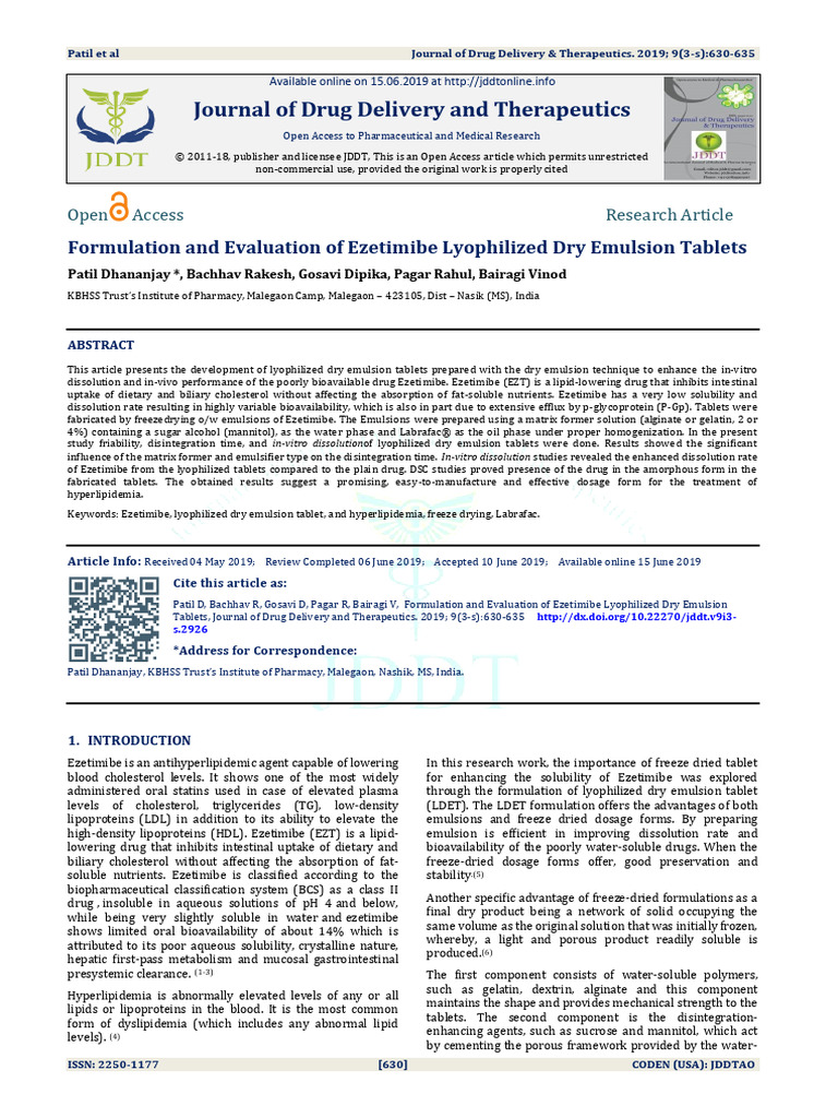 Formulation and Development of Sustained Release Matrix Tablets of Lornoxicam | PDF ...