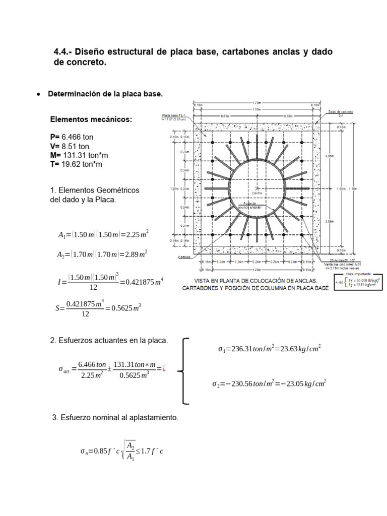 4.4.-Diseño Estructural de Placa Base, Cartabones Anclas y Dado de ...