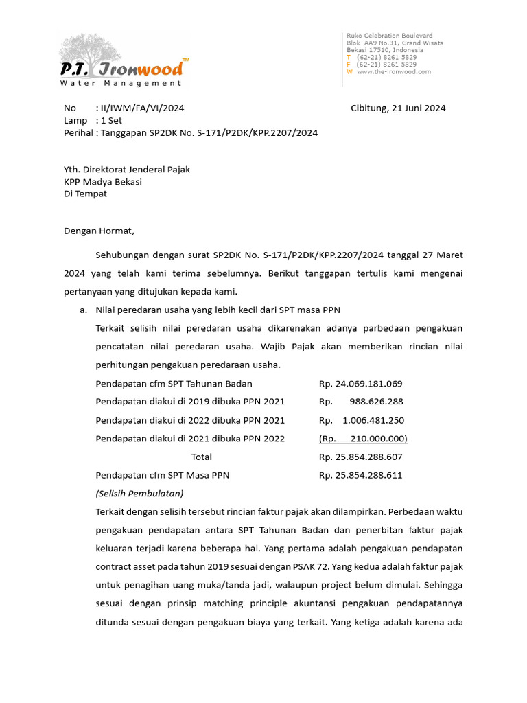 Tanggapan Surat SP2DK Pajak 2024 | PDF