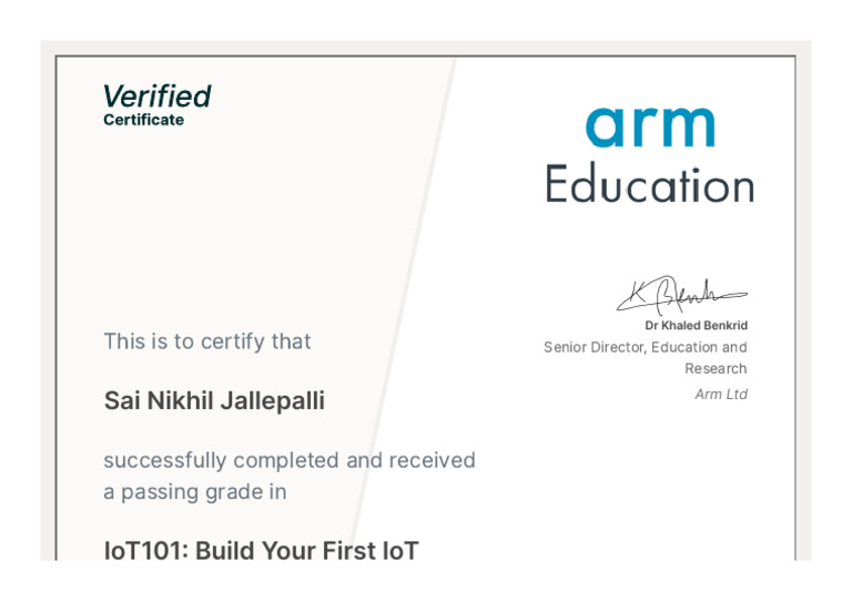 ArmEducationX IoT101 Certificate - Edx | PDF