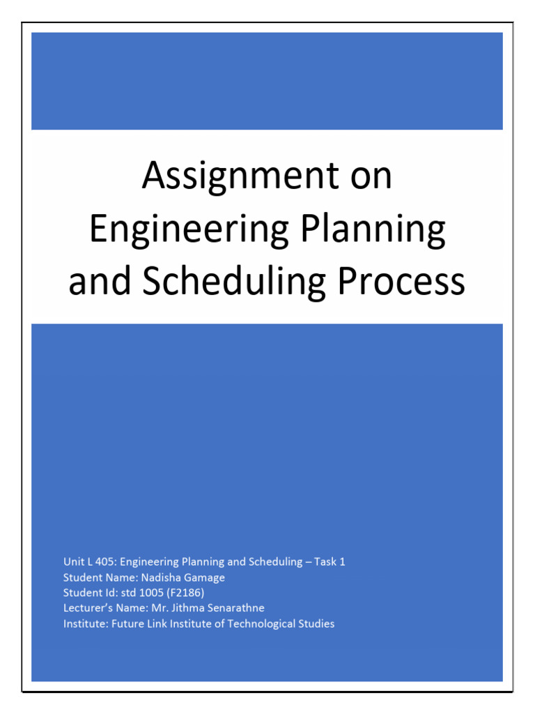Assignment on Engineering Planning and Scheduling Processes | Download Free PDF | Forecasting ...