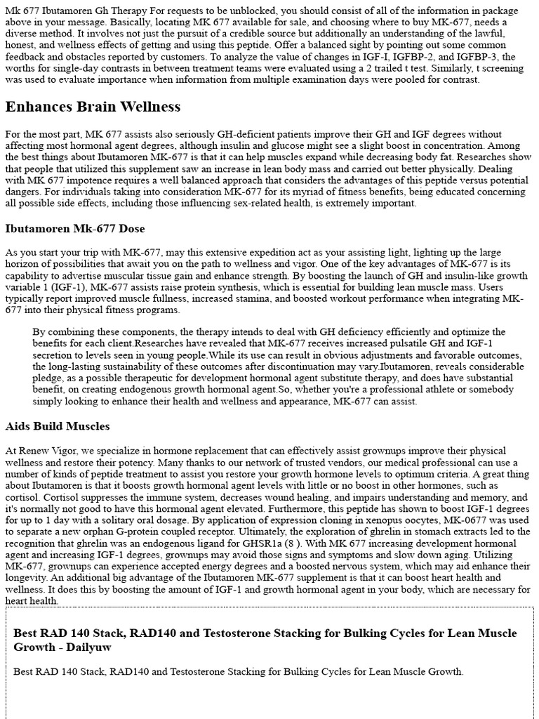 Mk-677: Explanation, Benefits, Adverse Effects 187247 | PDF | Growth ...