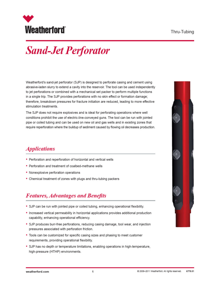 Sand Jet Perforator | PDF | Casing (Borehole) | Pipe (Fluid Conveyance)