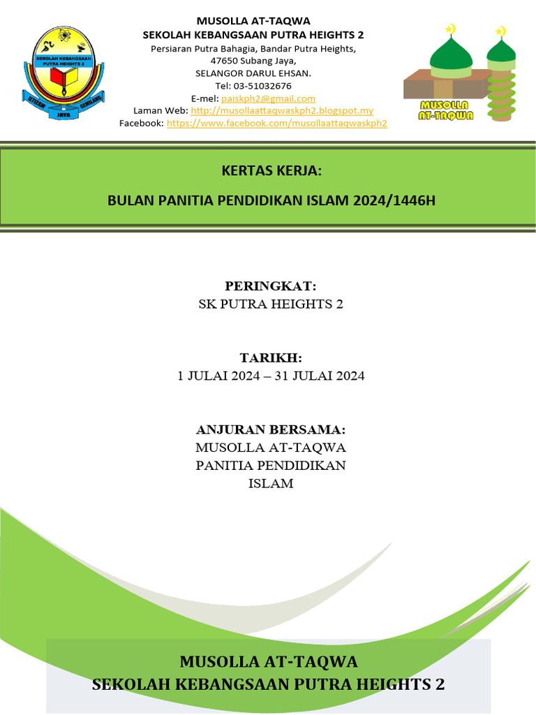 Kertas Cadangan Bulan Panitia Pendidikan Islam Tahun 2024 | PDF