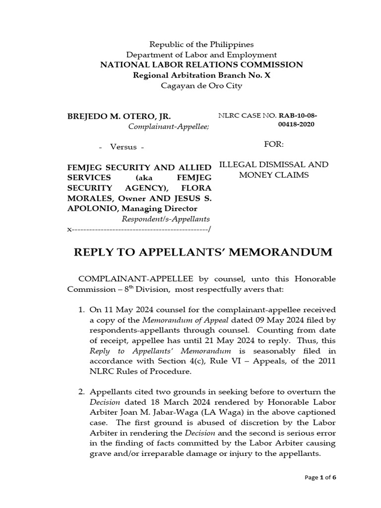 Reply To Appellants' Memorandum | PDF | Damages | Negligence