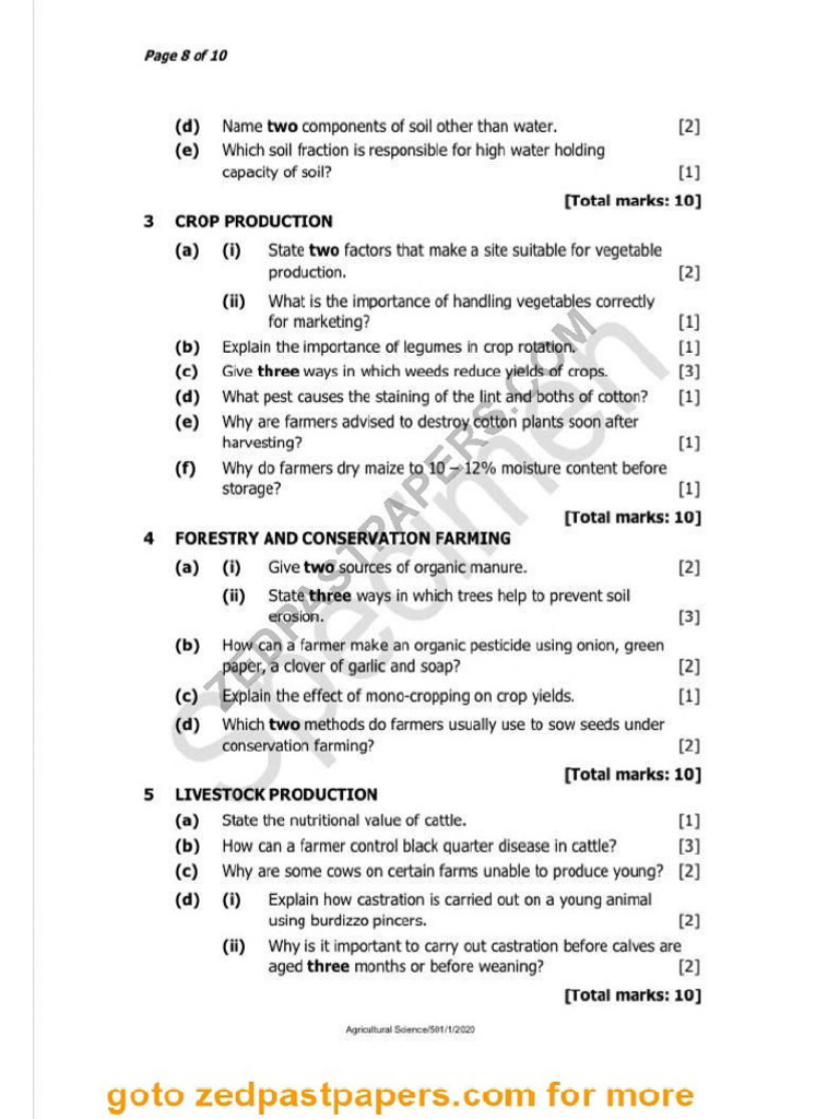g9 Agric p1 2020 Specimen | PDF