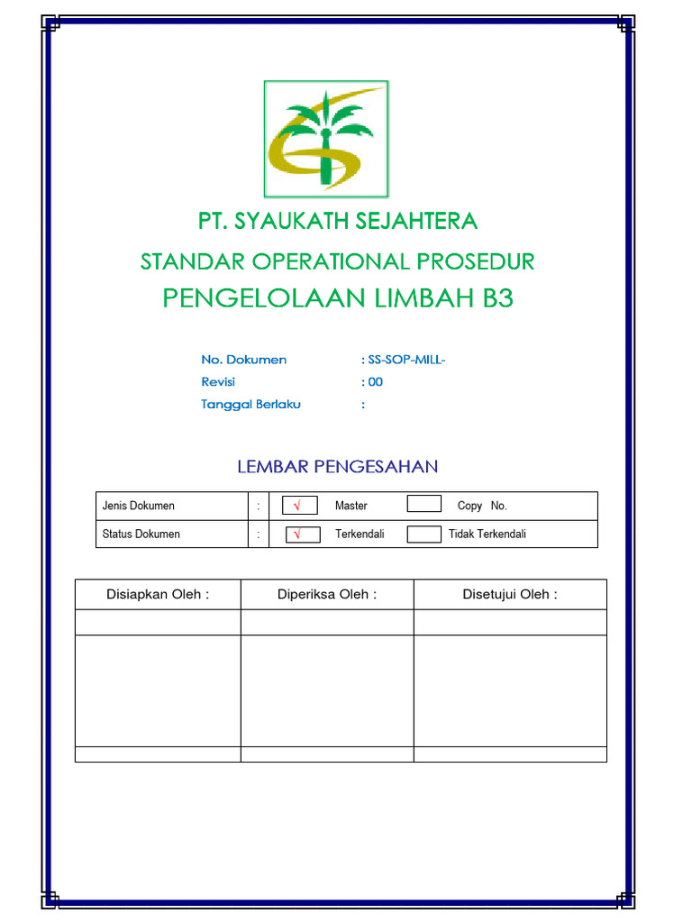 SOP Pengelolaan Limbah B3 PKS | PDF