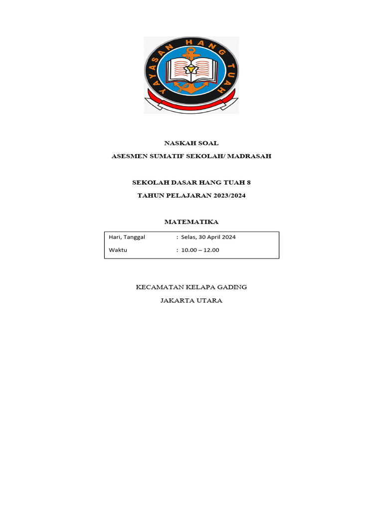 Soal Us MTK 2024 | PDF
