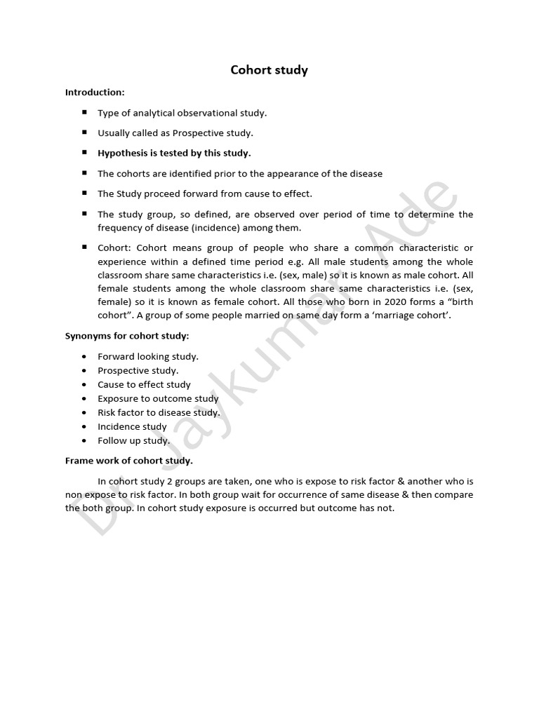 Cohort Study | PDF | Cohort Study | Relative Risk