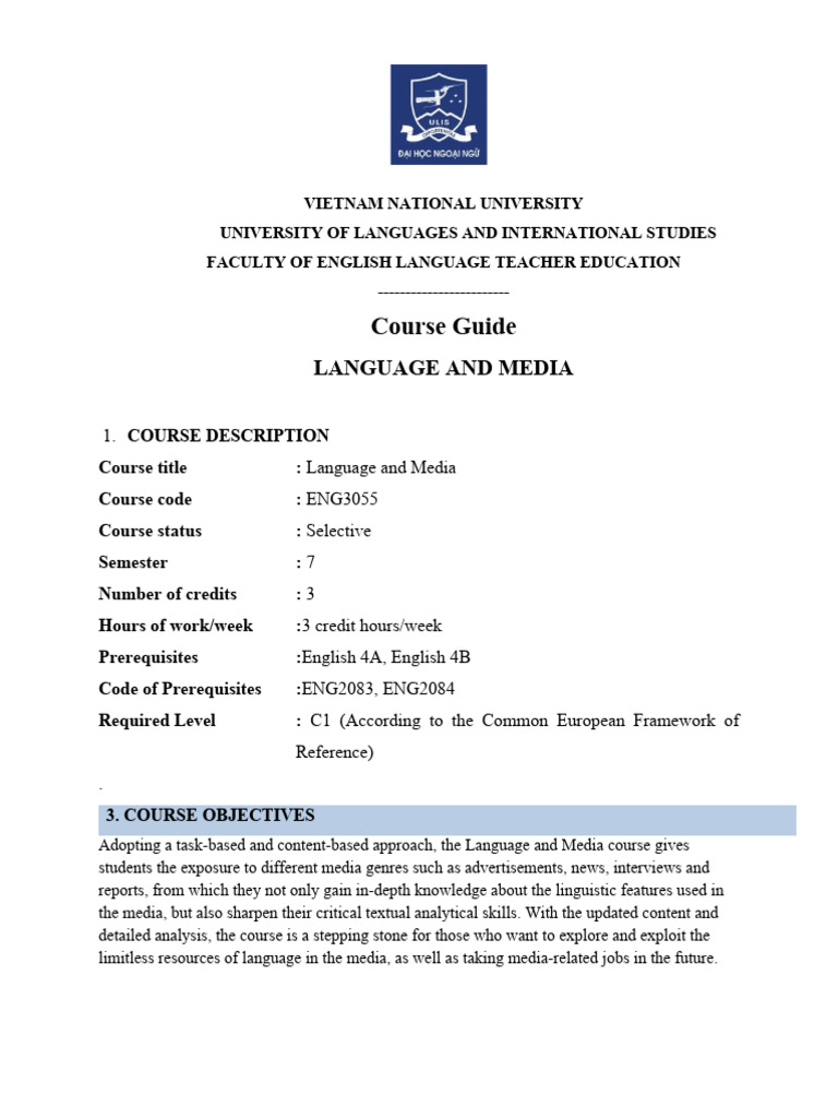 Language and Media - Course Guide | PDF | Linguistics | Analysis