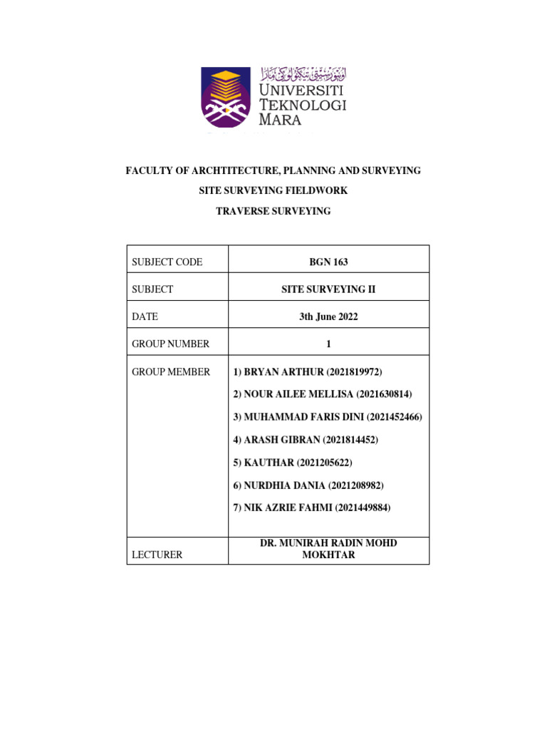 BGN163 - Fieldwork - Traverse Surveying | PDF | Surveying ...