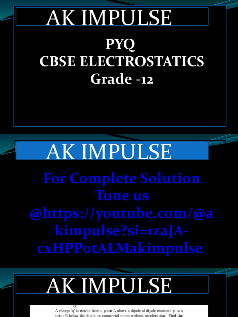 Pyq + Extra Potential Electrostatics | PDF | Electrostatics | Electric Field