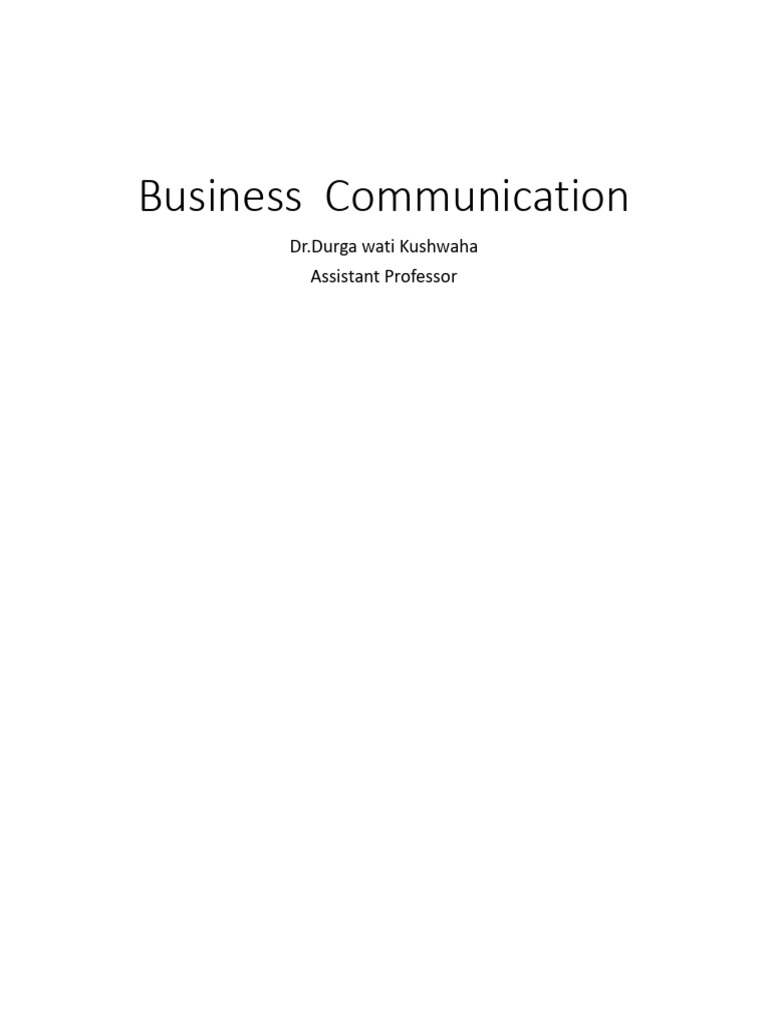 Business Communication Unit 1 | PDF | Communication | Information