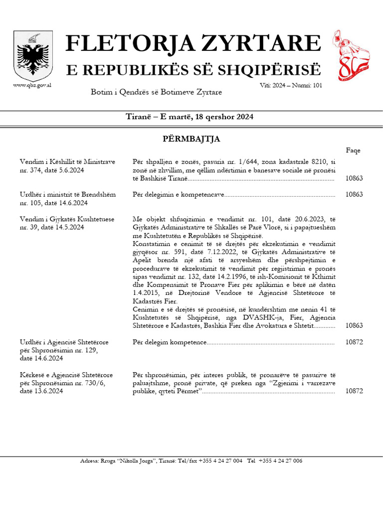 Fletore Zyrtare FZ-2024-101 | PDF