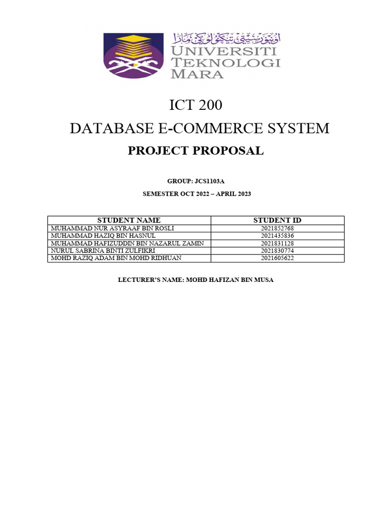 Project Proposal Ict200 | PDF | E Commerce | Online Shopping
