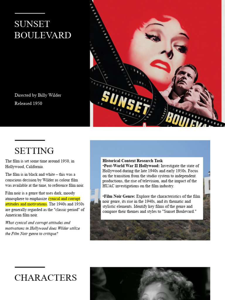 Themes and Characters in Sunset Boulevard | PDF