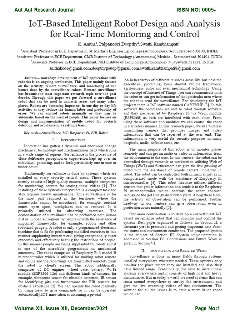 22.IOT - Based Intelligent Robot Design and Analysis For Real-Time ...