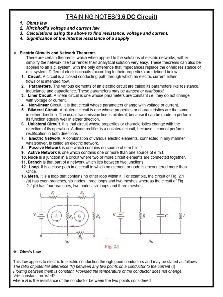 3.6 DC Circuit | PDF | Electrical Network | Voltage