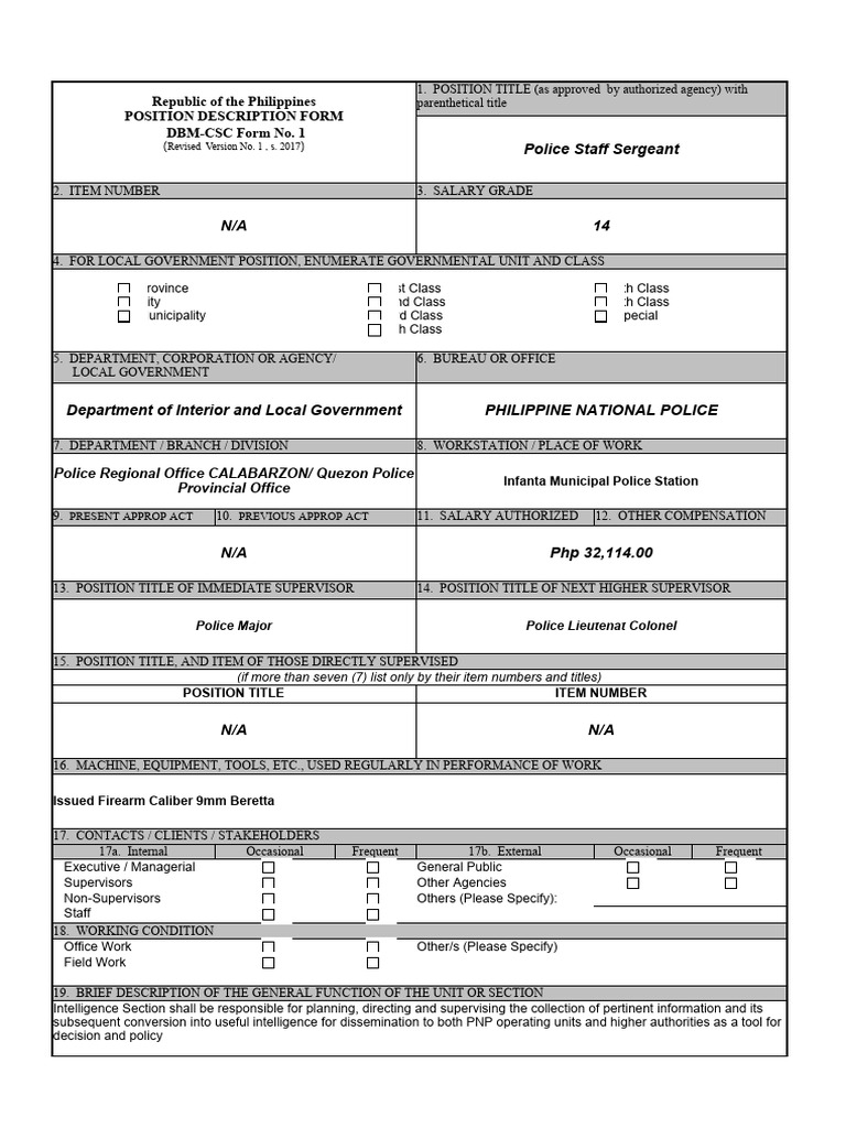 DBM-CSC Form No PSSG | PDF
