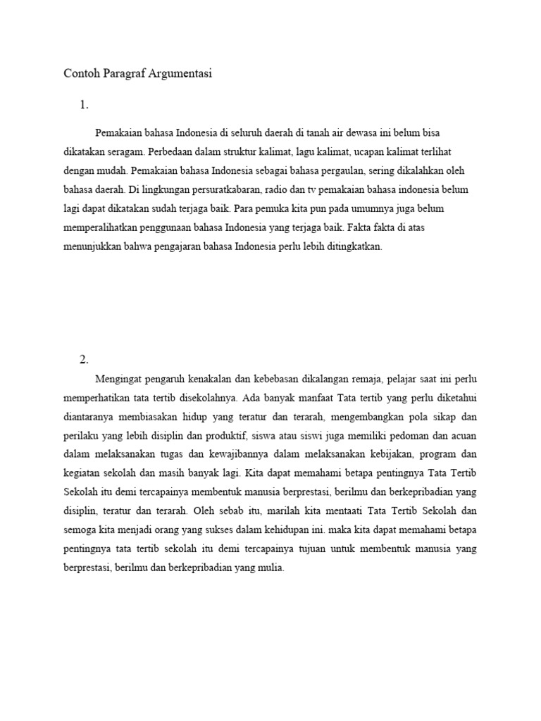 Contoh Paragraf Argumentasi | PDF