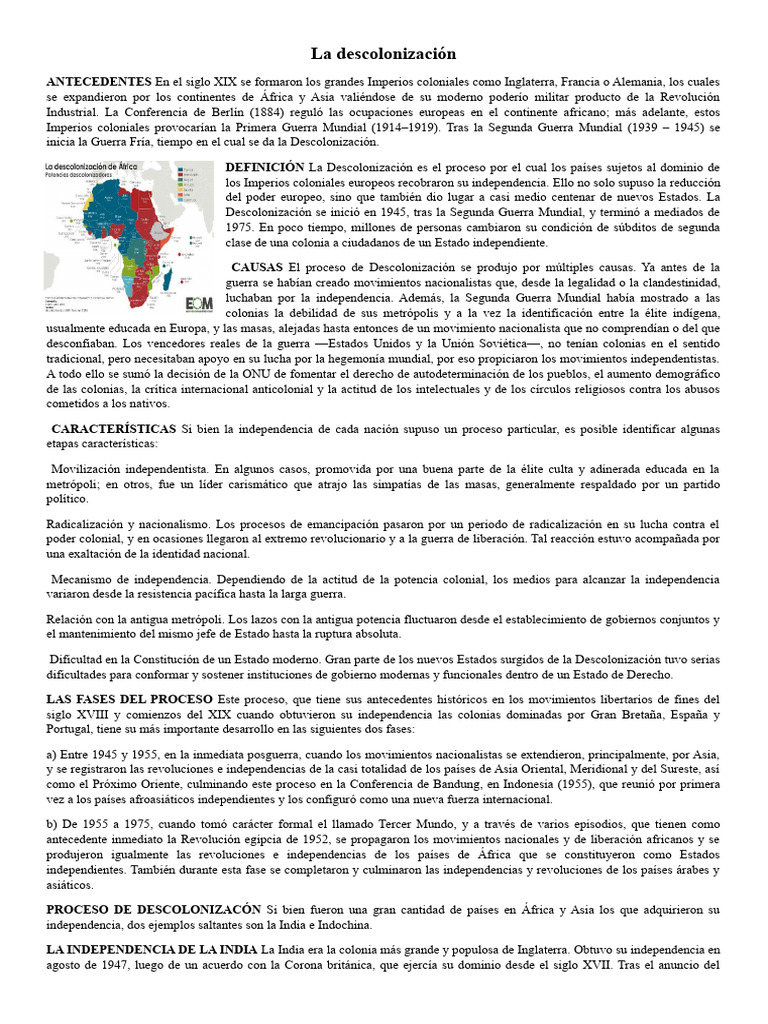 La Descolonización | PDF | Colonialismo | Descolonización