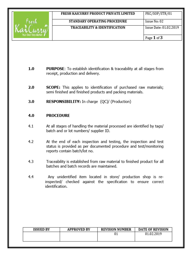 1 Traceability & Identification | PDF | Receipt | Packaging And Labeling