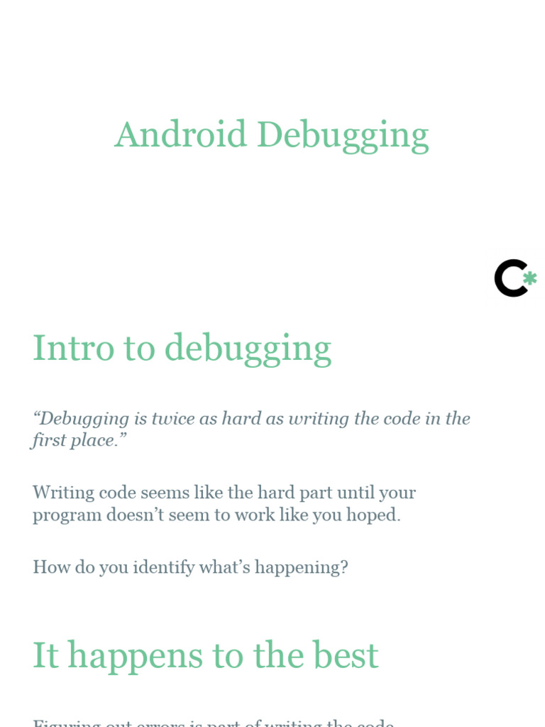 Android Debugging Slides | PDF | Debugging | Android (Operating System)